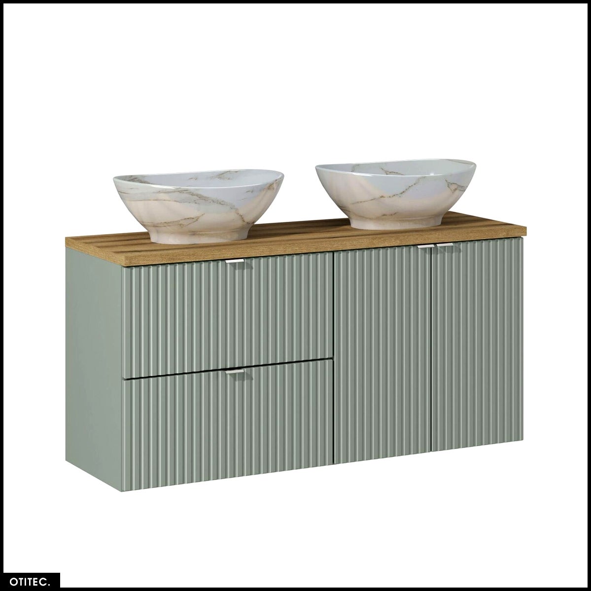 Set mobili sottolavabo - 120 cm - con Piano - 2 Lavabi - ROSEAU | Leroy ...