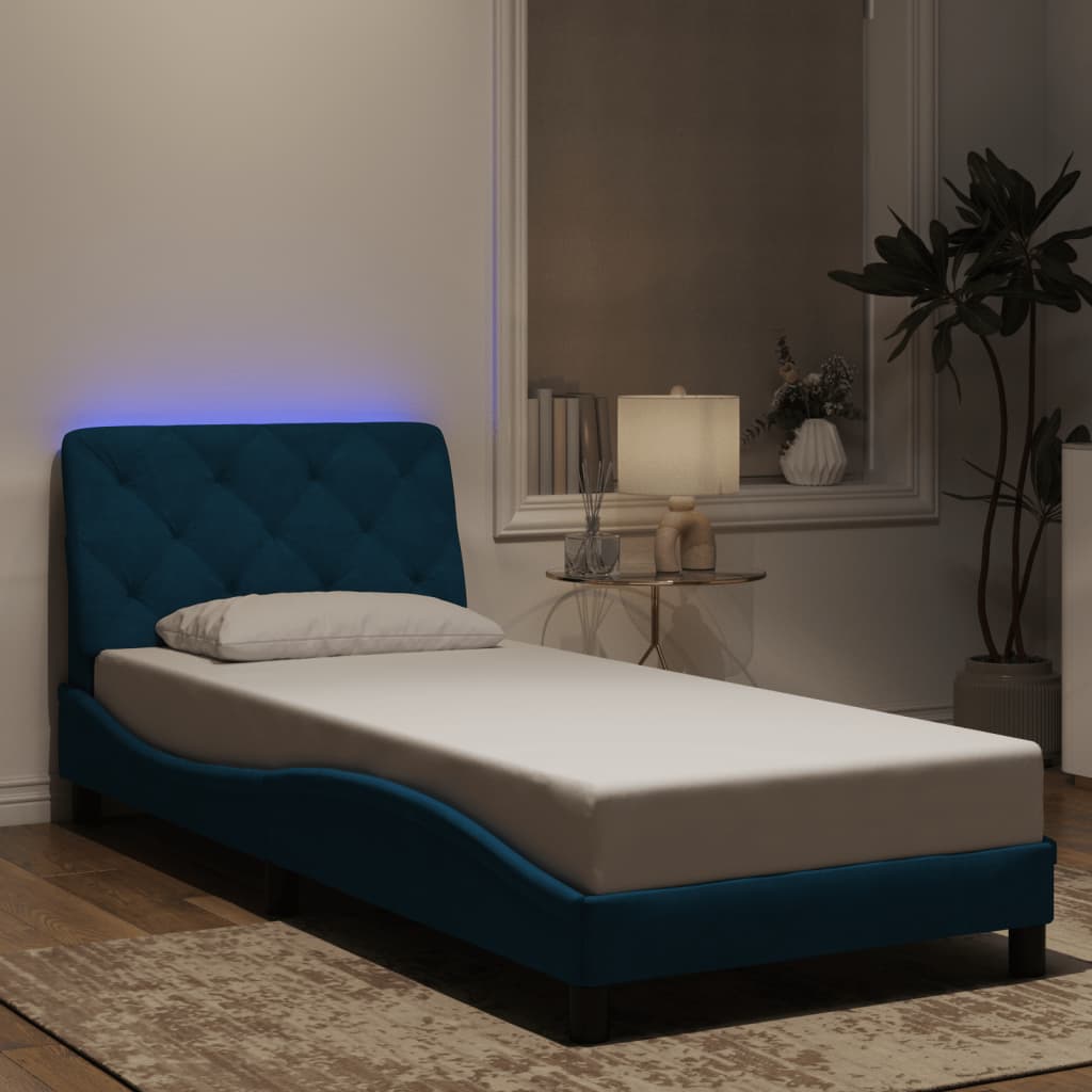 VidaXL Estructura cama con luces LED terciopelo azul 90x200 cm | Leroy ...