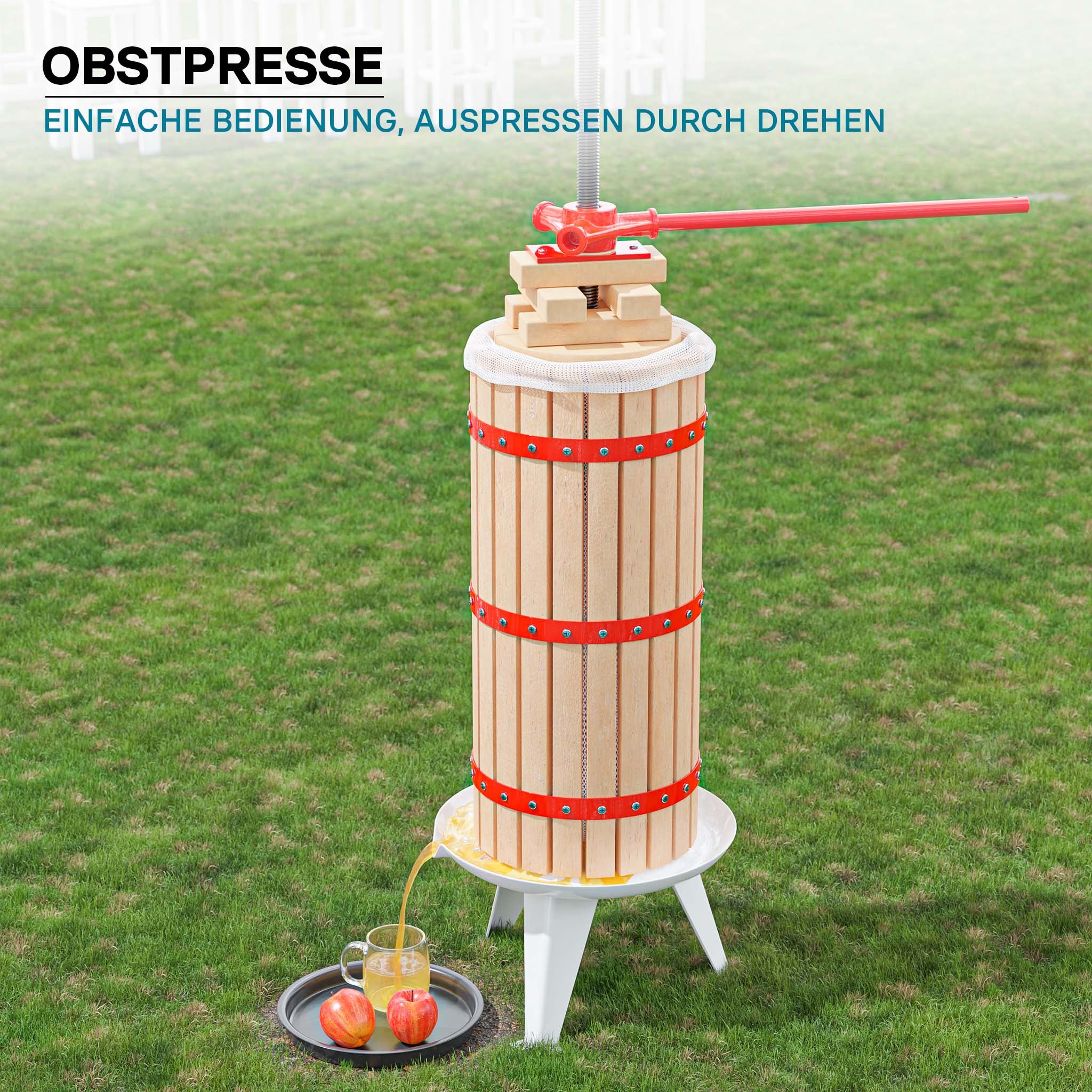 Wiltec Presse a fruits manuelle 30L Bois de hetre 285x581mm Broche metallique Pressoir Torchon Pressage Vin Fruit Chene Cidre Presse pomme Agrumes. Leroy Merlin