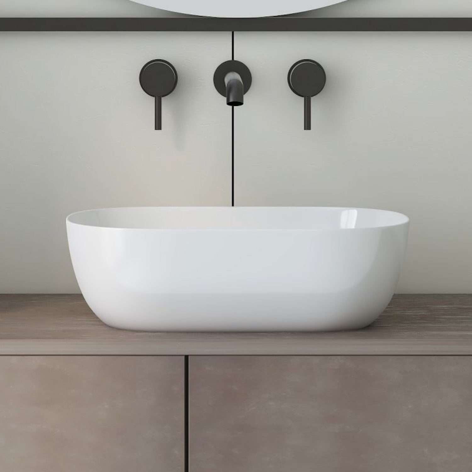 Lavabo à poser MINI OVALO céramique 46,5x13x33,5 cm blanc | Leroy Merlin