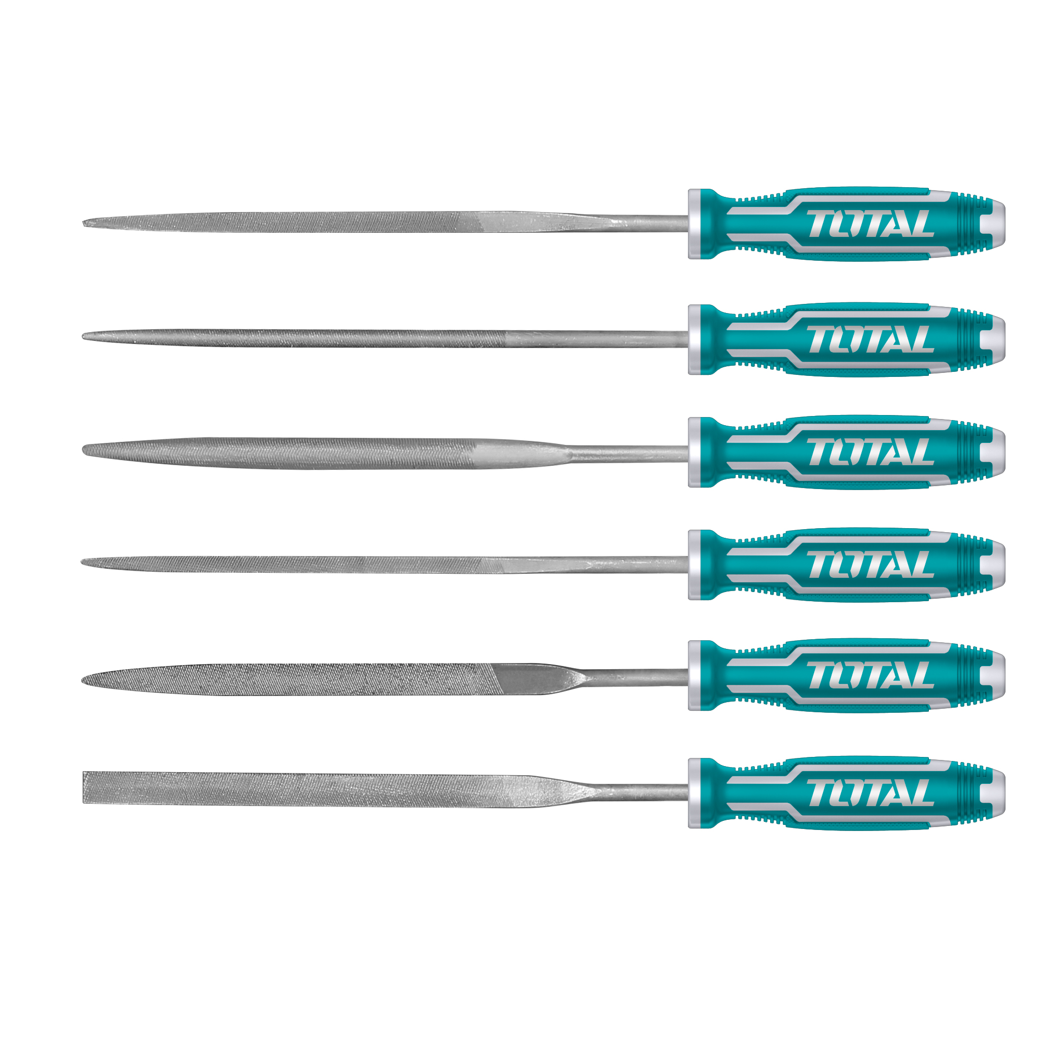 Total Tools - Juego de 6 Limas | 140 mm | Lima Plana, Redonda, Media ...