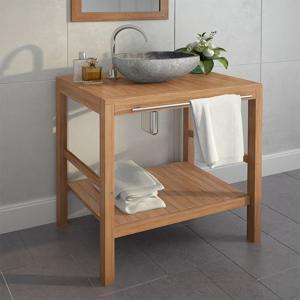 Mueble de lavabo tocador madera teca maciza 74x45x75 cm vidaXL | Leroy ...