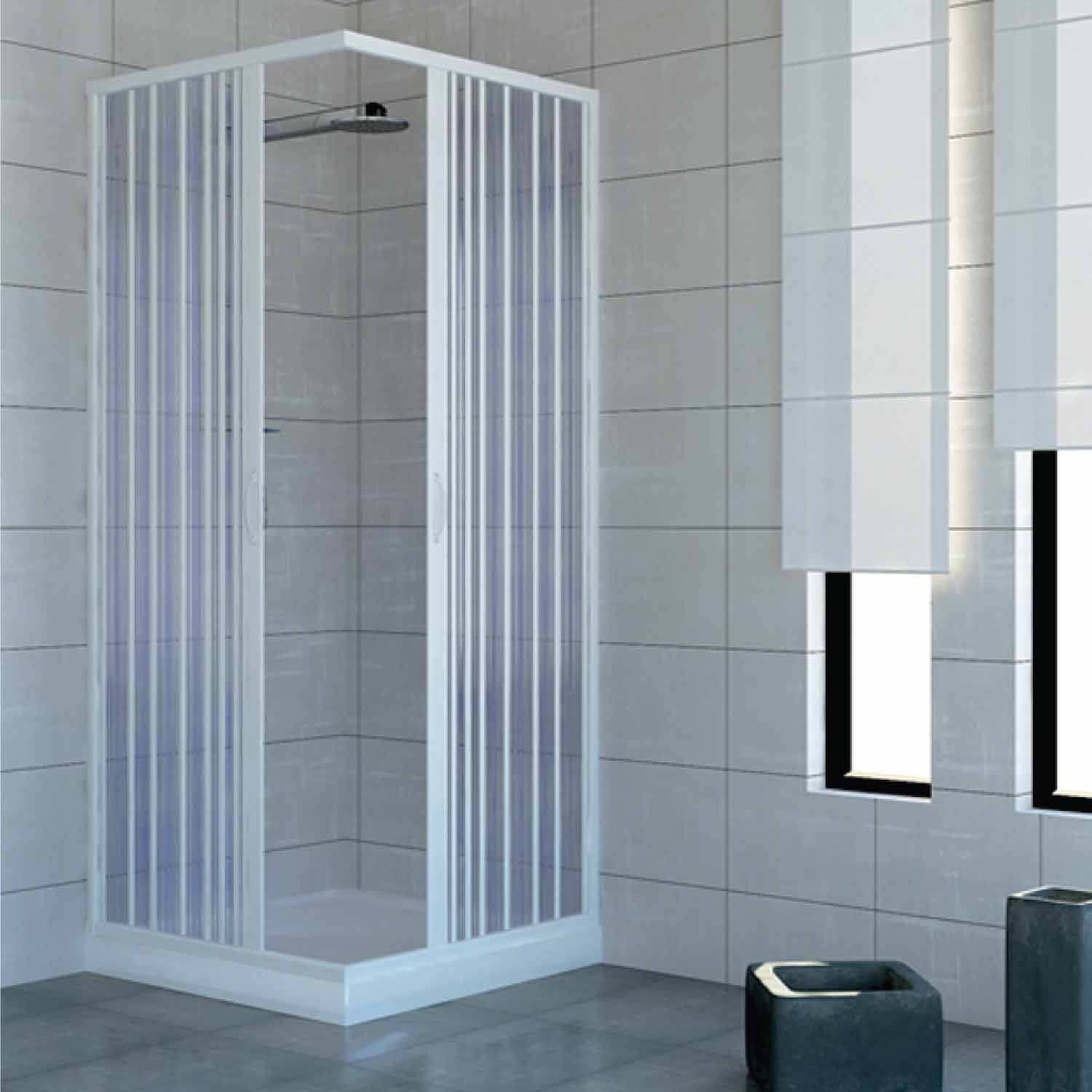 Cabine paroi de douche en Plastique PVC mod. Acquario 80x80 cm avec ...