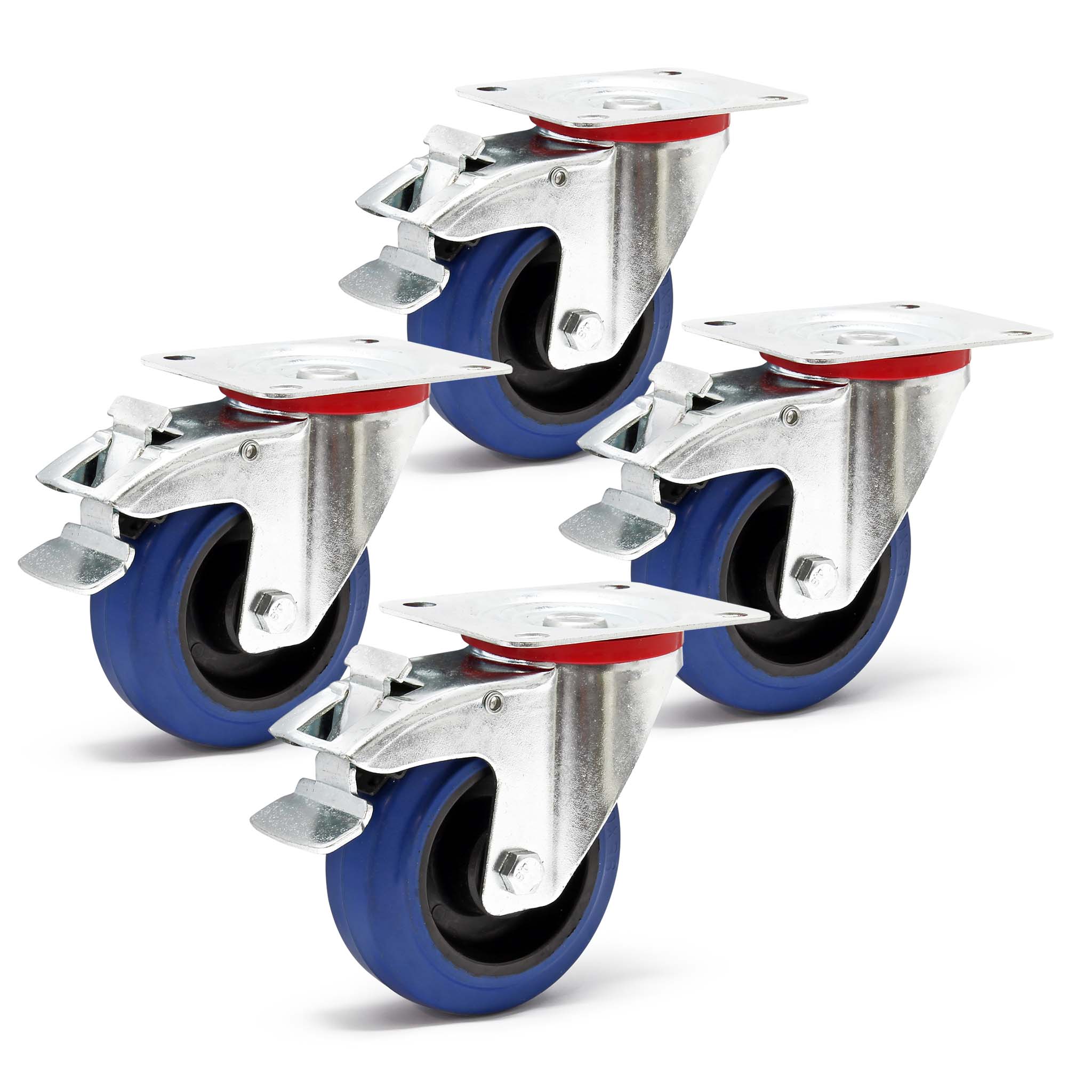 Wiltec Jeu 4x Roulette pivotante en plastique – Ø 100 mm – Capacité de ...