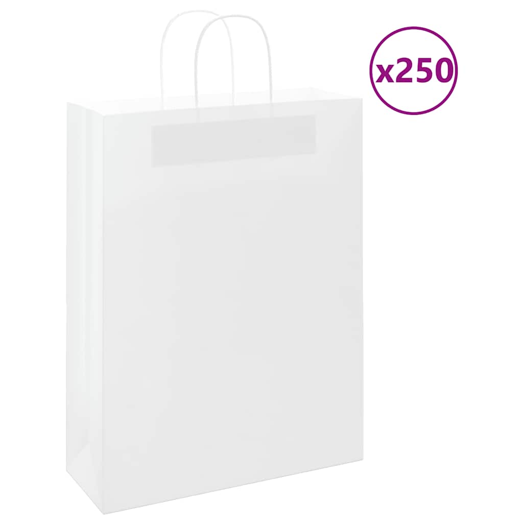 Sacs en papier kraft 250 pcs，Sacs kraft avec poignées blanc 32x12x42 cm ...