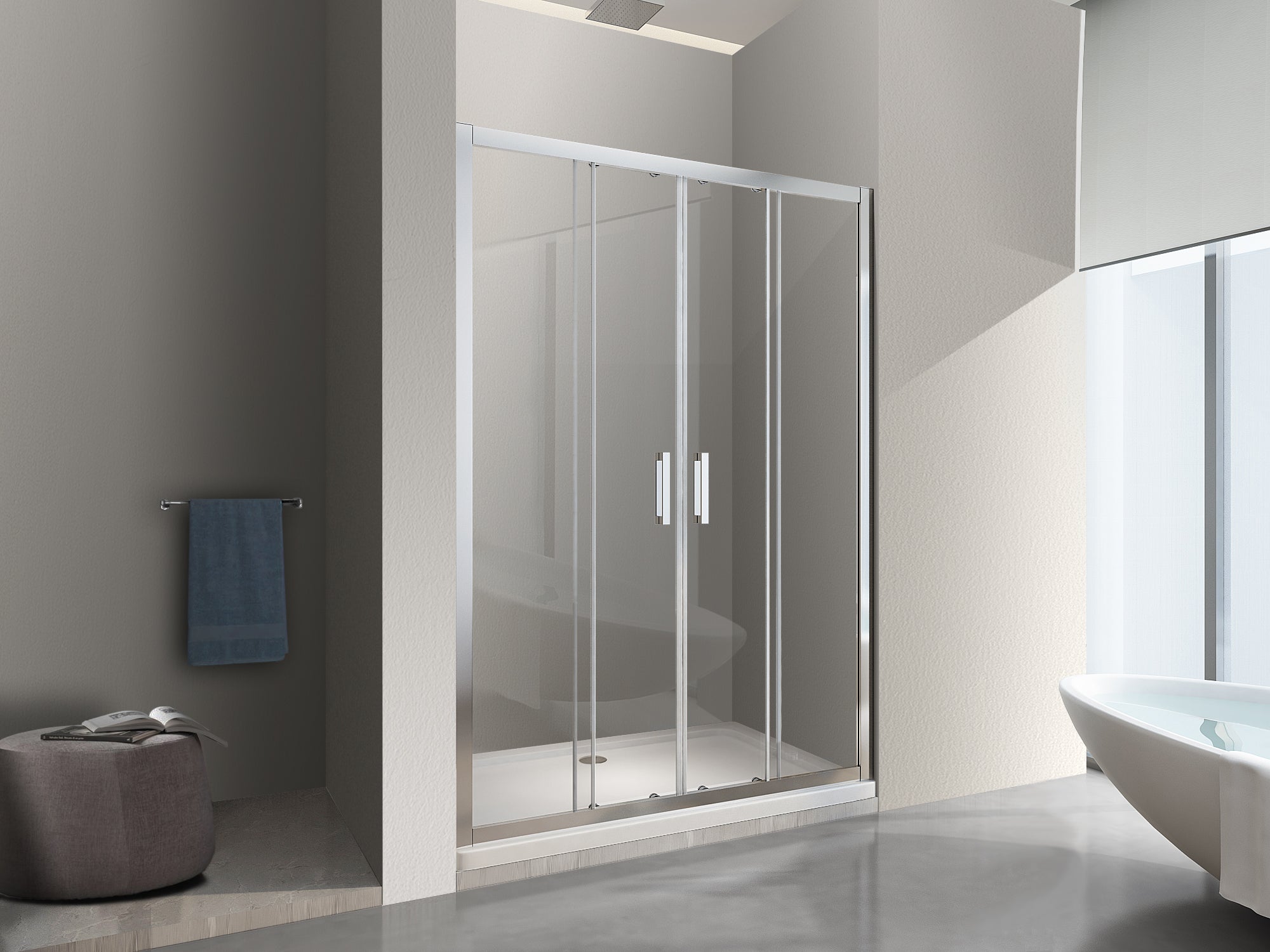 NALA Porta doccia vetro 6 mm con apertura centrale a 4 ante per ...