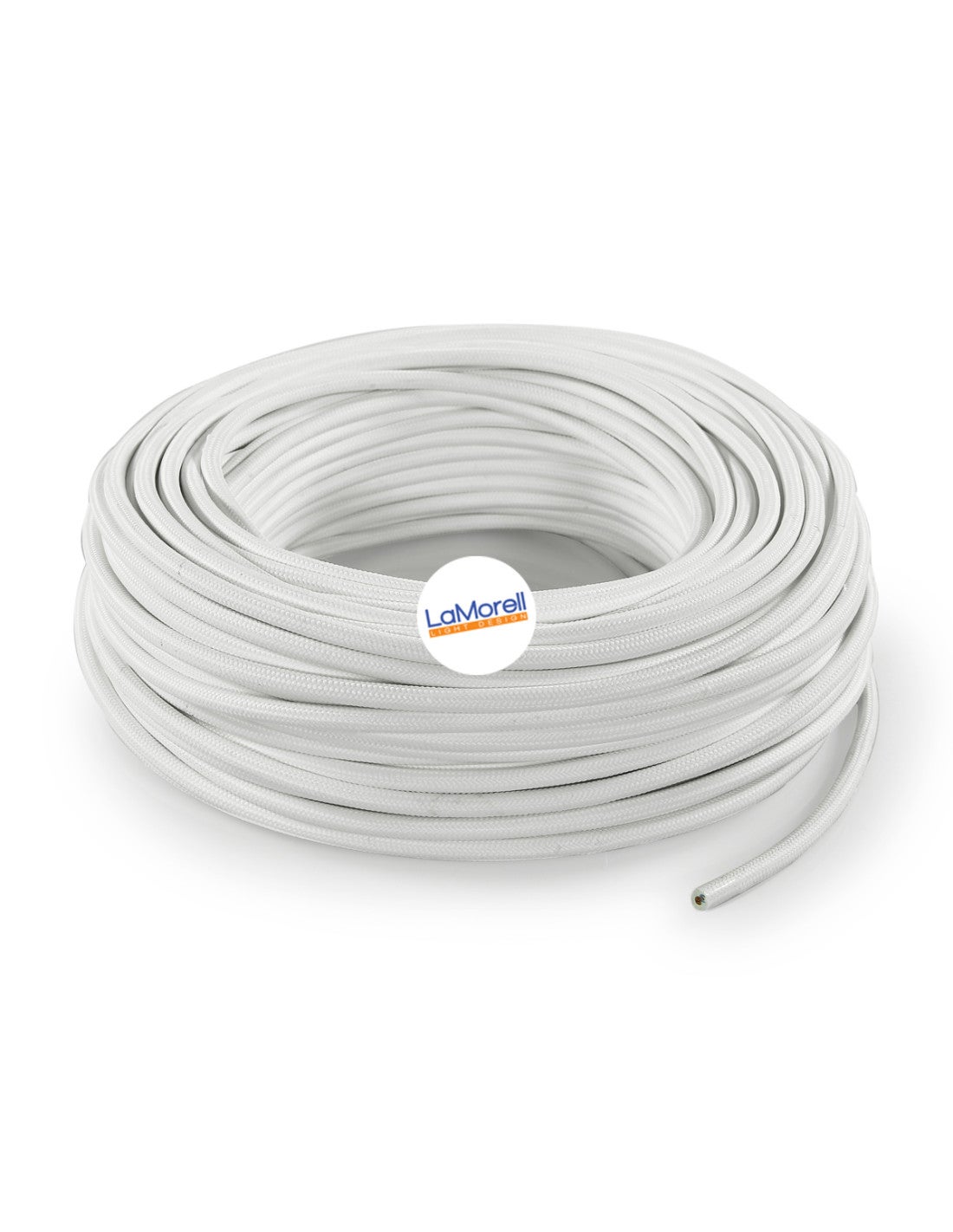 LaMorellLightDesign - Câble électrique rond recouvert de tissu blanc ...