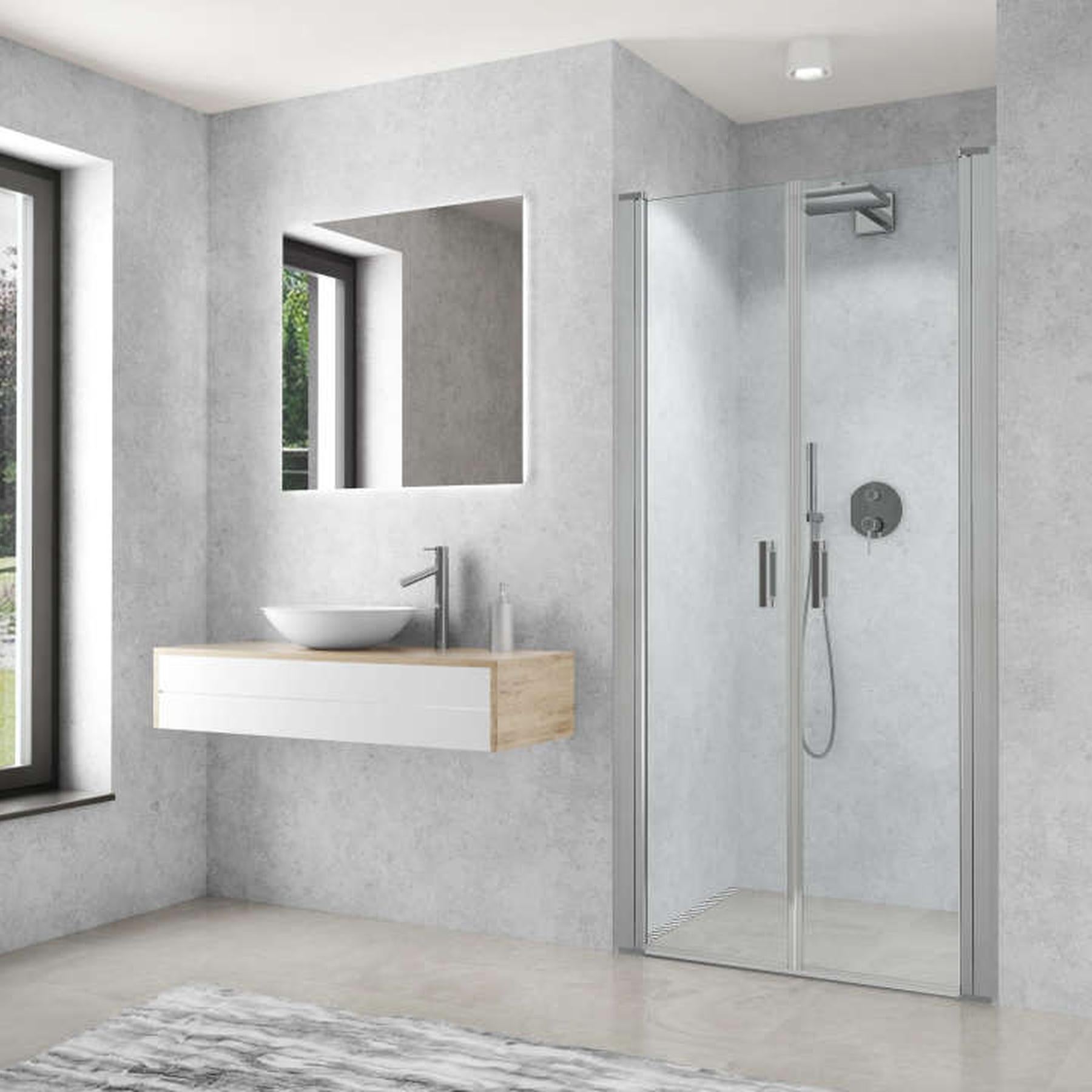 Parete doccia 2 persiane larghezza 75cm altezza 200 cm profilo argento ...