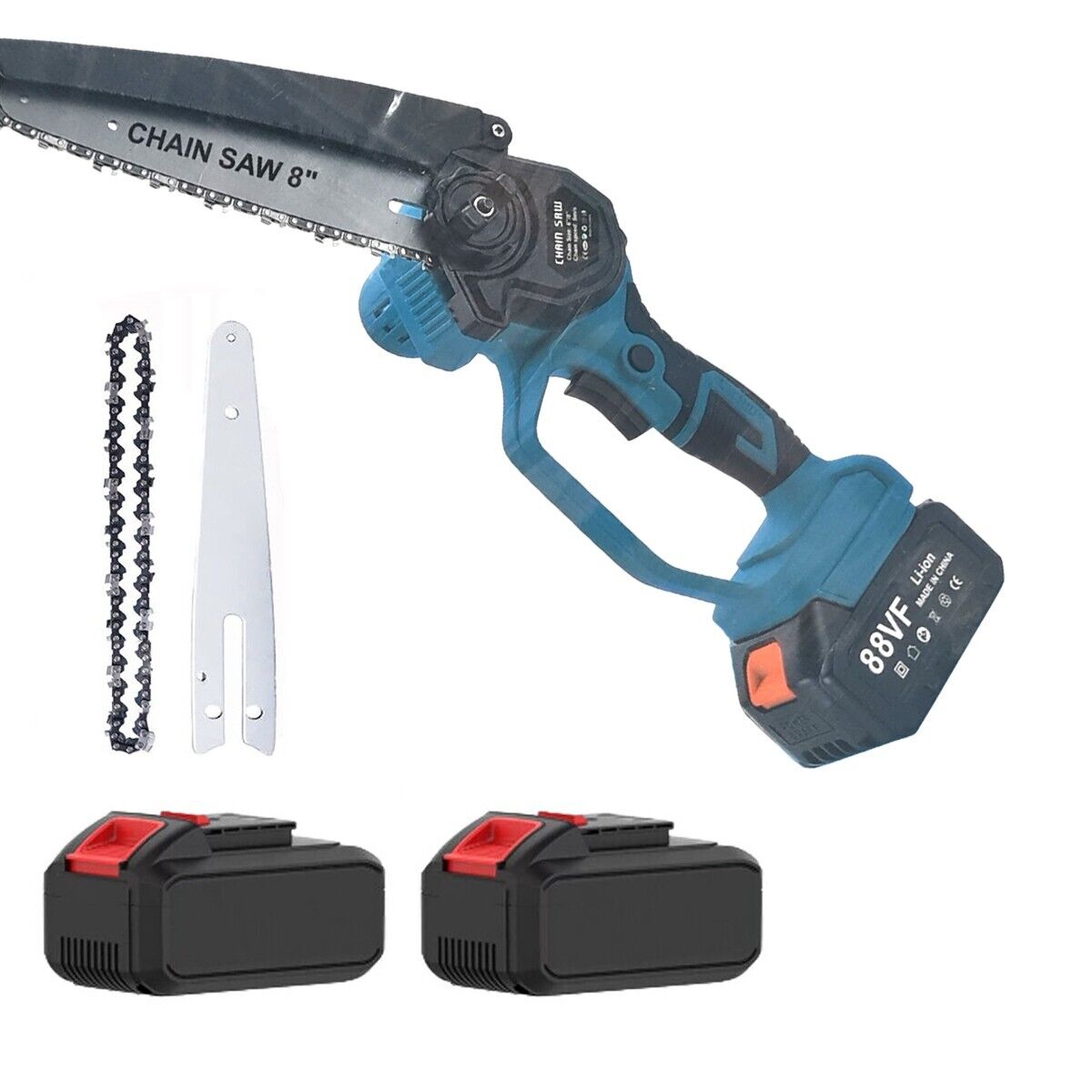 MINI SEGA ELETTRICA A BATTERIA 88V MOTOSEGA 8" CATENA POTATURA RAMI 2 ...