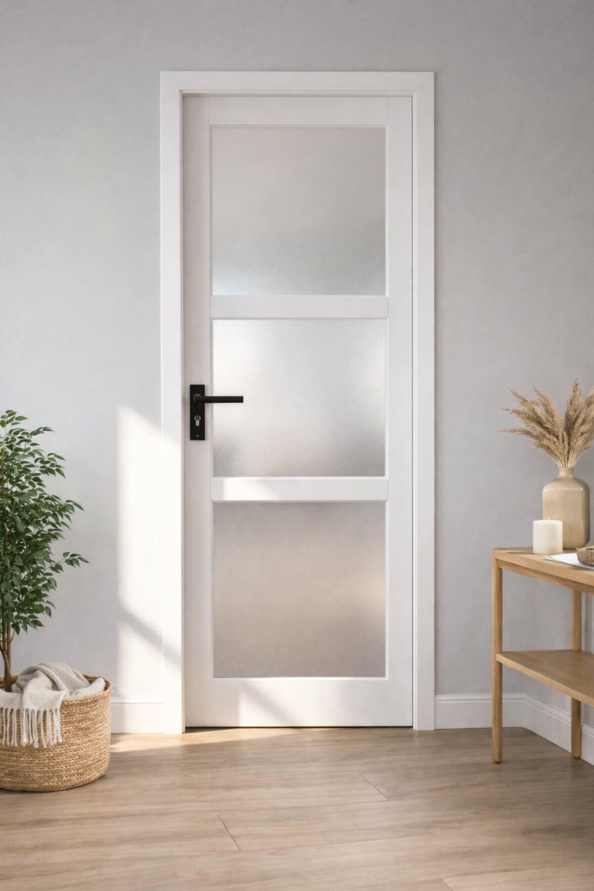 Bloc Puerta Kenya Blanco Vidrio H204 x L83 cm Marco Cuadro P.derecha ...