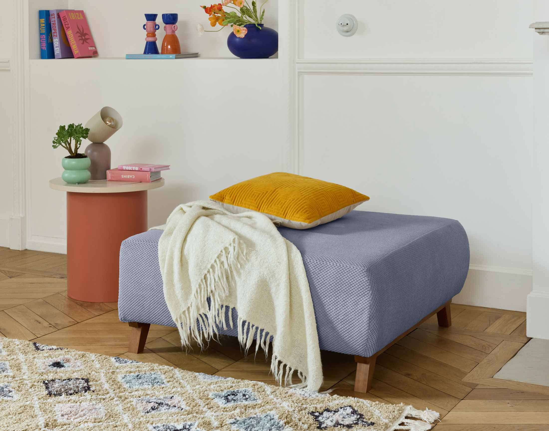 Cristal - pouf modulable - 95 cm - en velours texturé | Leroy Merlin