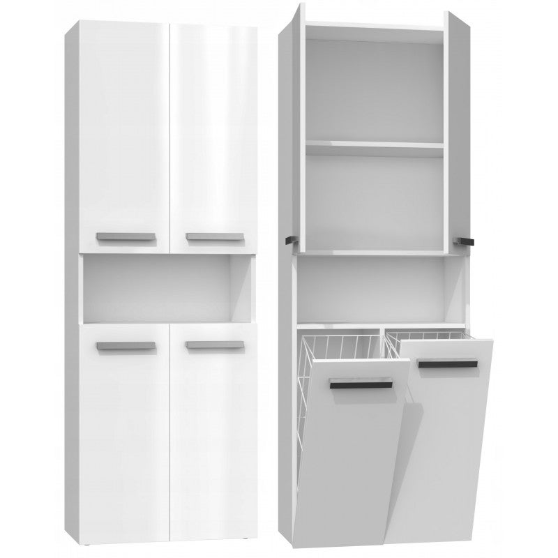 MOBY | Mobile da bagno con due cesti | Maniglie minimaliste ...