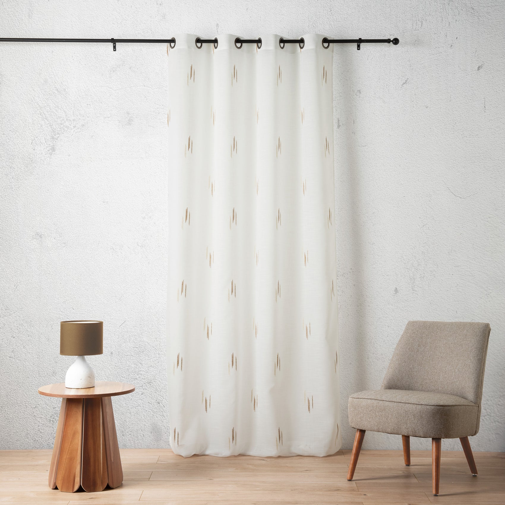 Visillo texturizado con motivo ikat de hilo cortado | Leroy Merlin