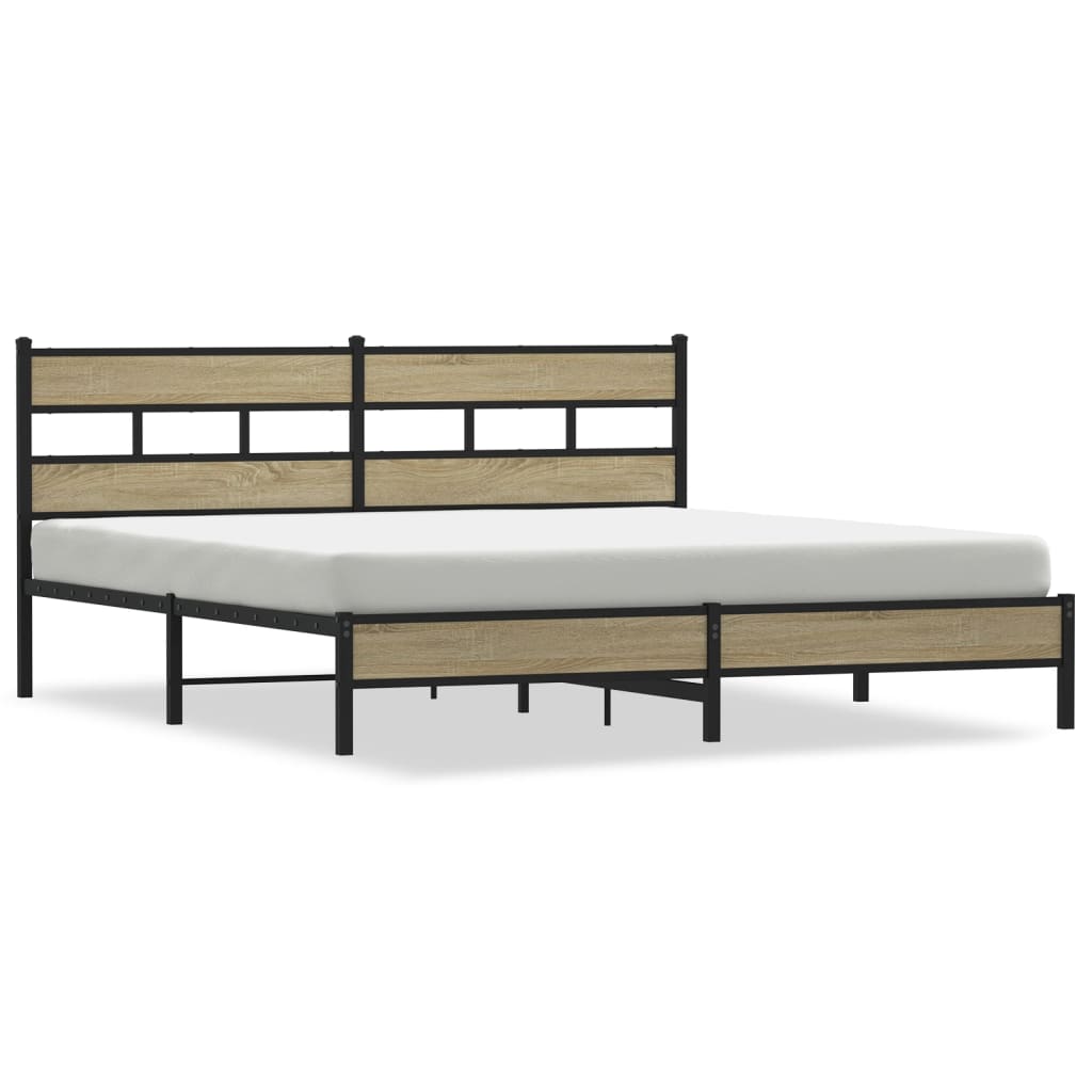 Cadre de lit en métal sans matelas chêne sonoma 183x213 cm | Leroy Merlin