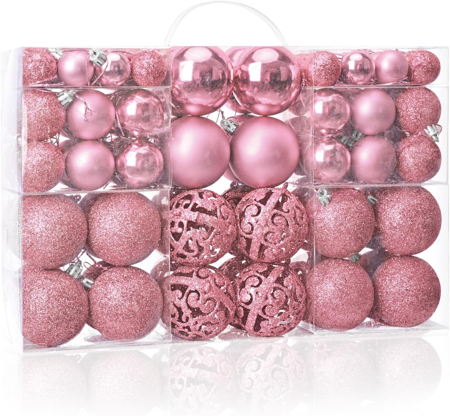 Juego de 100 adornos navideños rosas para árbol de Navidad ...