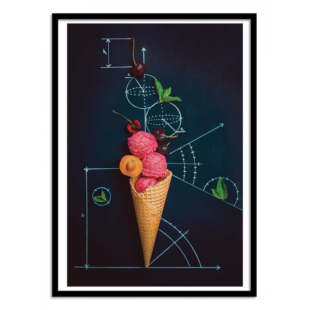 Affiche d’art et cadre noir 30 x 40 cm - Ice cream theory | Leroy Merlin