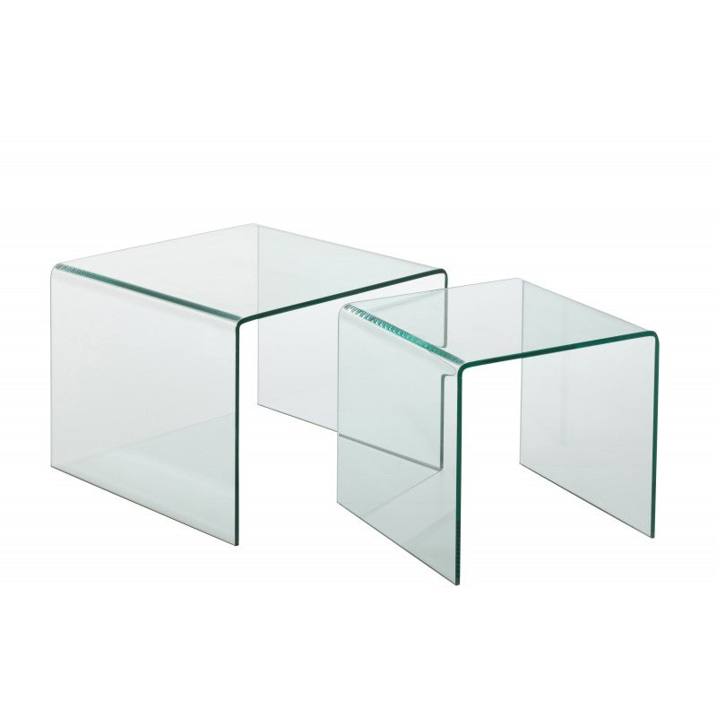 Lot de 2 tables gigogne en verre transparent 65x65x49 cm | Leroy Merlin