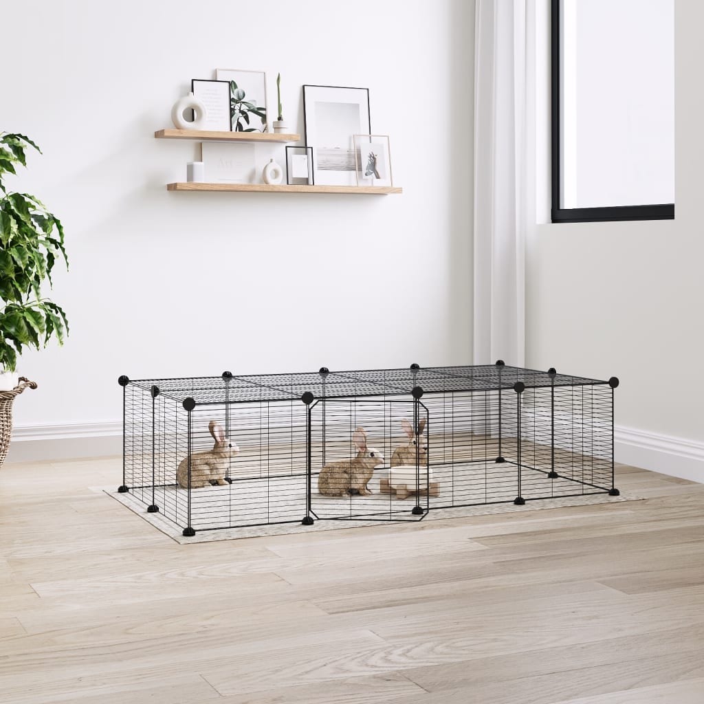 Cage animaux de compagnie à 20 panneaux et porte Noir 35x35 cm vidaXL ...