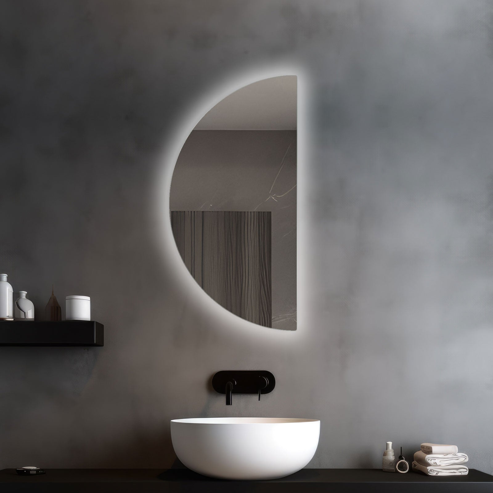 PING - Specchio cm.80x40 a semicerchio (mezzaluna) con ...