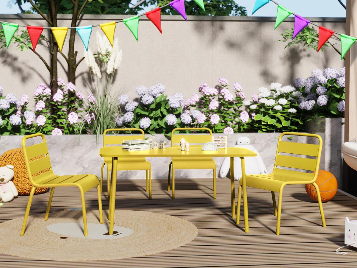 Salle à manger de jardin pour enfants en métal - une table et 4 chaises ...