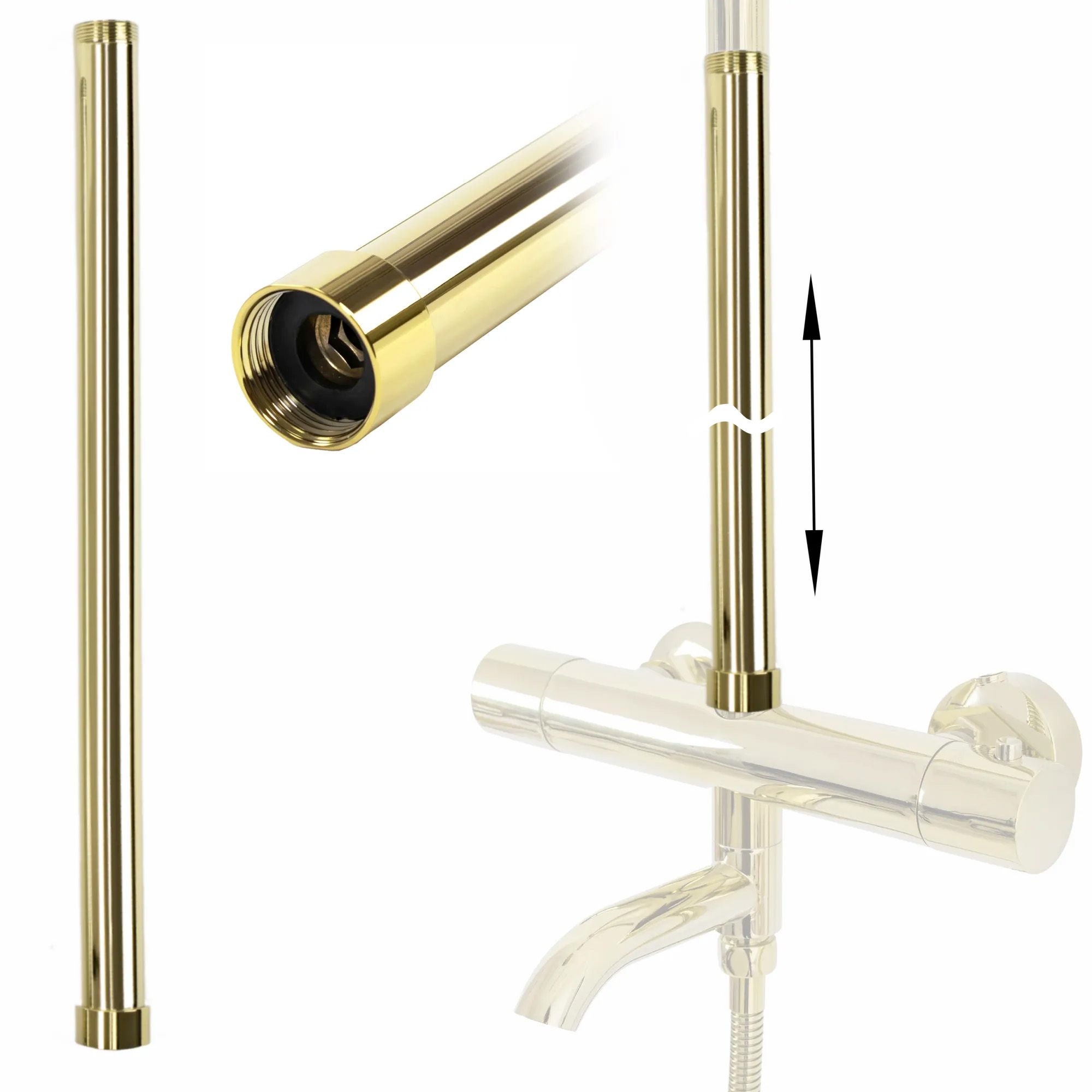 Extensión Para Juego De Bañera/Ducha Rea 50cm Gold - 2,5x2,5x51,5cm ...