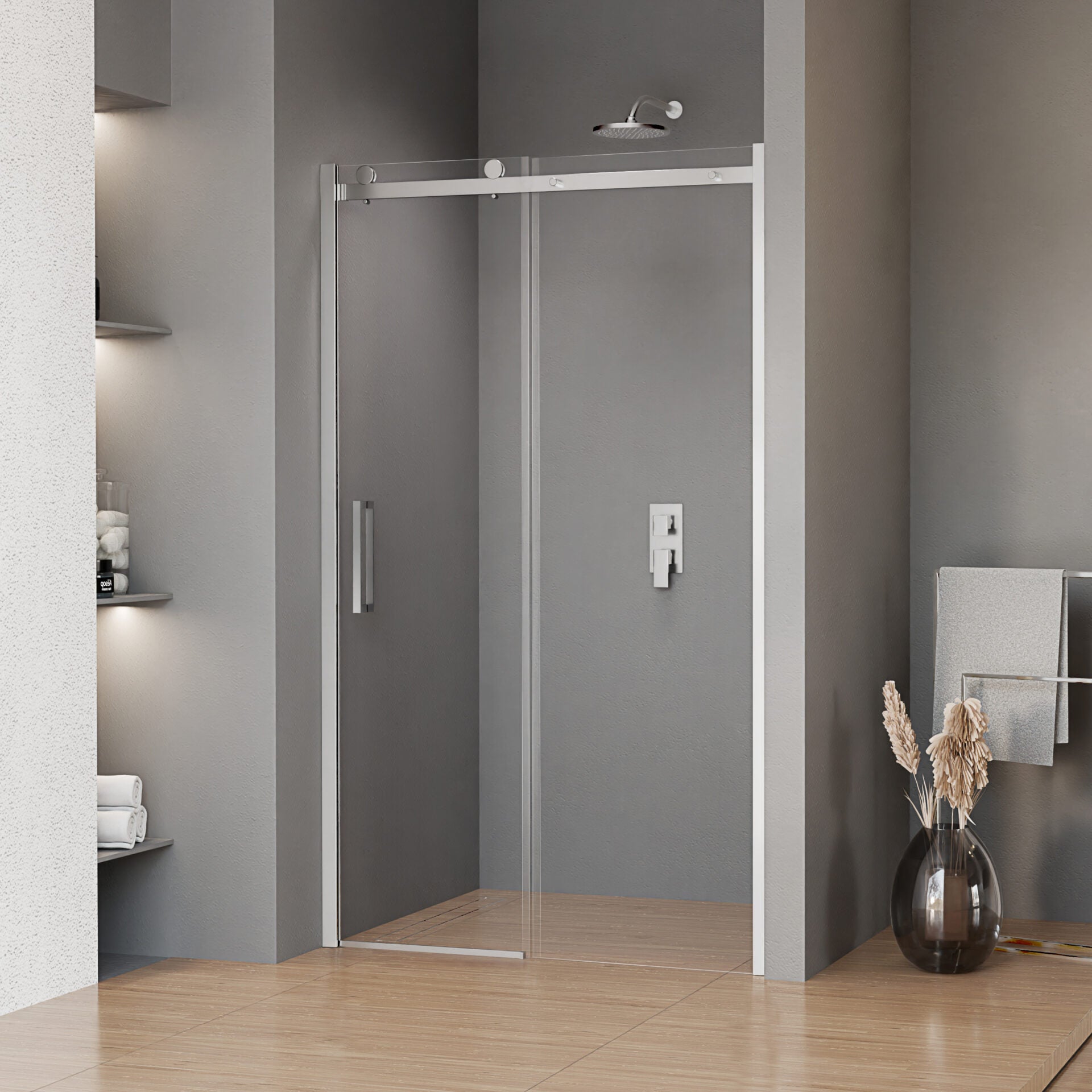 Cabine de douche chromé 120x90 cm,coulissante transparent FLUENTA ...