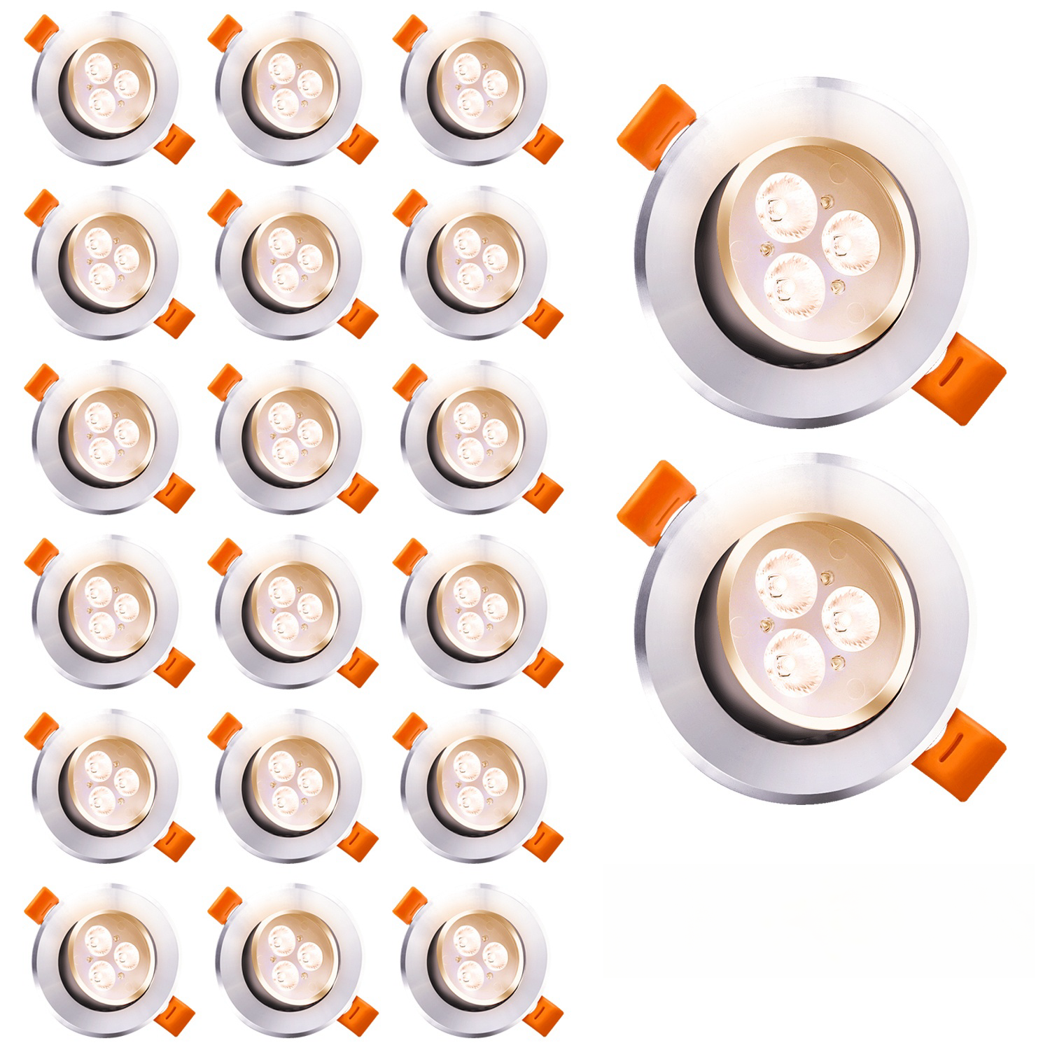 Kit 20 spots à encastrer LED pour plafond orientables 3W 3000K blanc ...