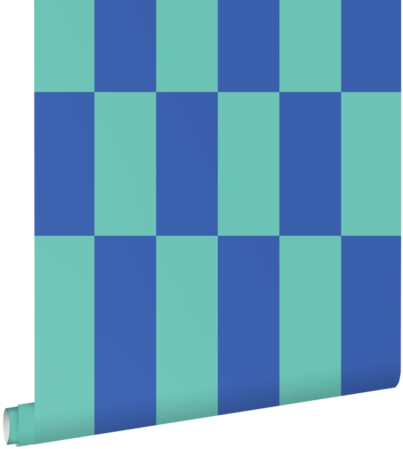 Papier Peint intissé à rayures vert pétrole et bleu royal - 50 x 900 cm ...