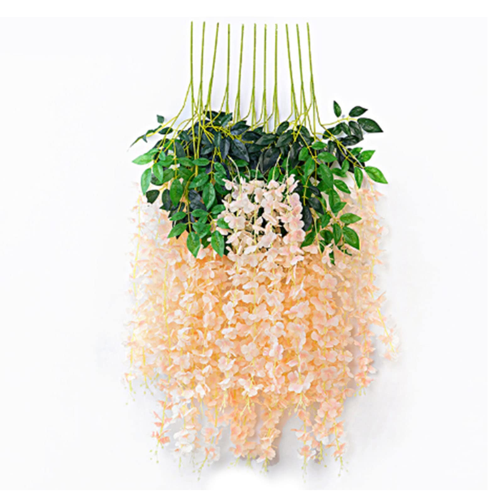 Glicina artificial decorativa de 6 hojas de seda, adorno de glicina ...