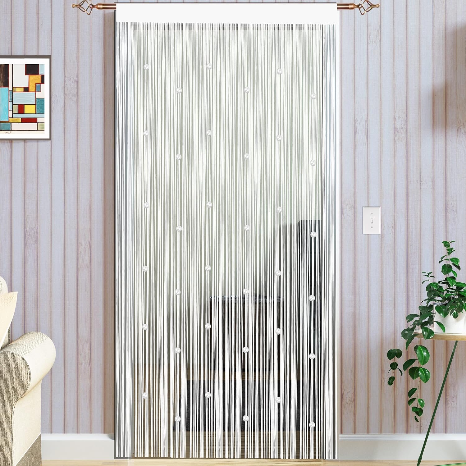 100x200cm Blanc Rideau De Porte en Perles Rideau Anti Mouches pour ...
