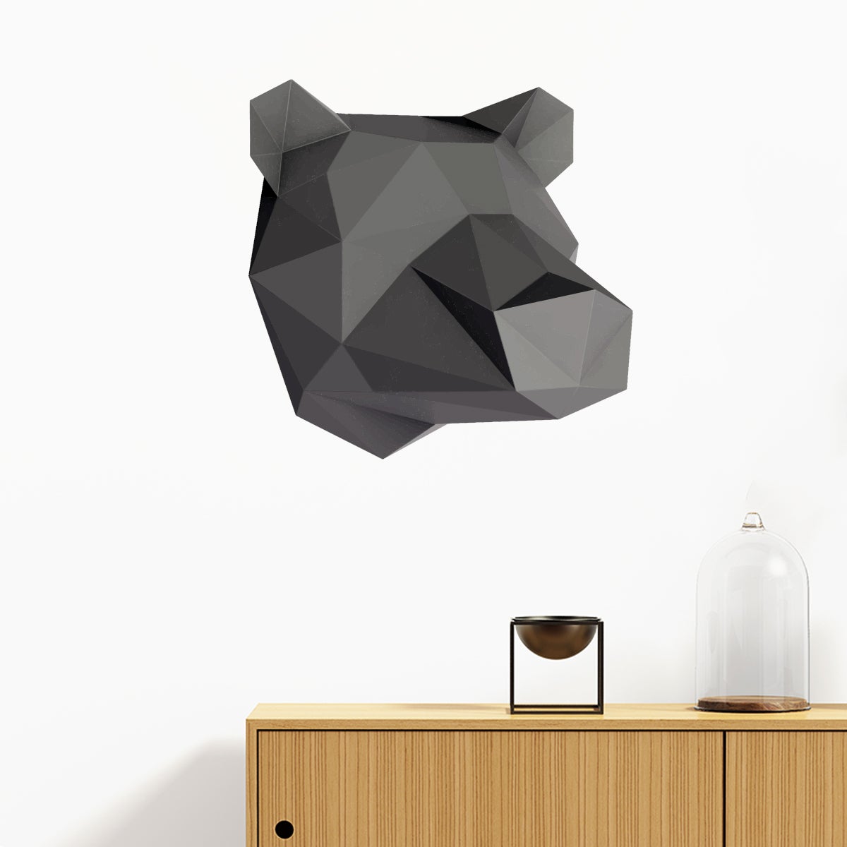 Vinilo 3D origami perfil oso negro - adhesivo de pared - revestimiento ...