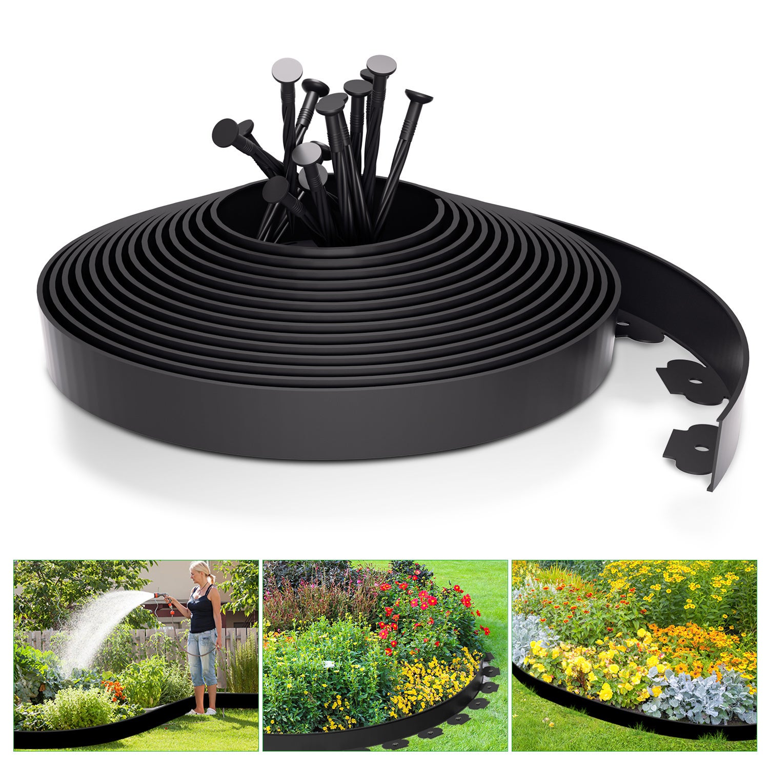 Bordure de Jardin 10m Bordure de Pelouse en Plastique, Flexible Bordure ...