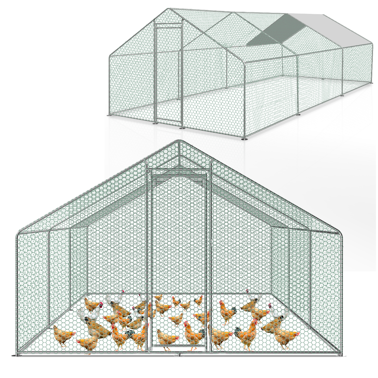 Recinto per pollaio 18 m² Parco in rete metallica 6x3 M in acciaio zincato Gabbia per parco per ...
