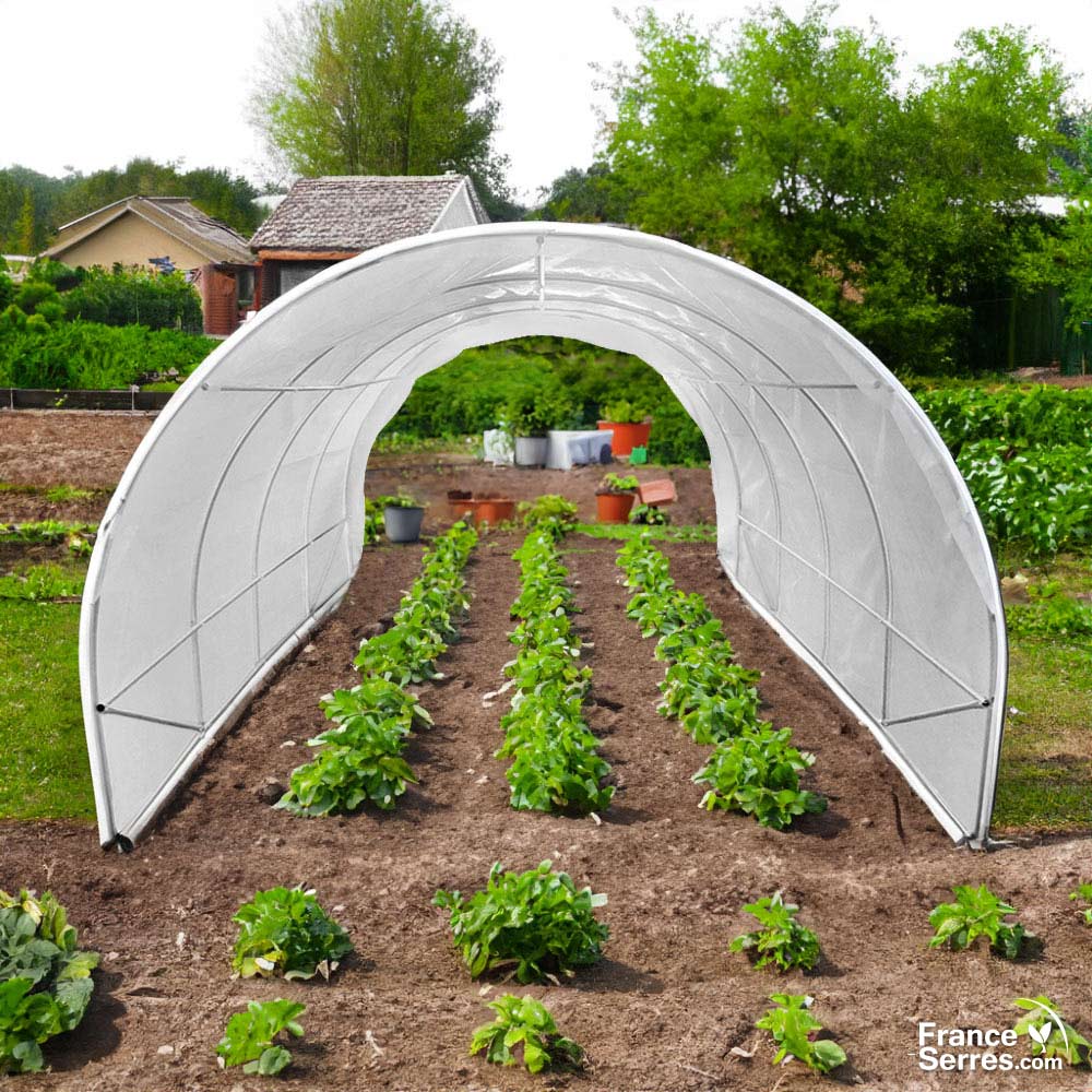 Serre de jardin tunnel 18m² - ø25 mm acier galvanisé avec bâche ...