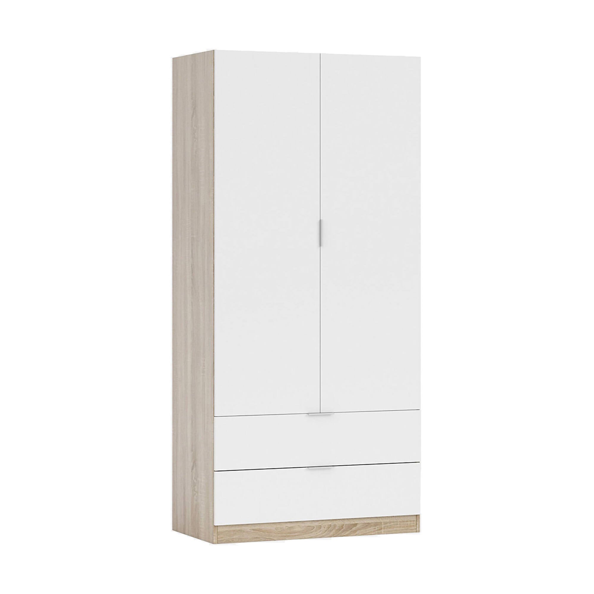 Garde-robe 2 portes Burbank, armoire de chambre 2 tiroirs, Armoire avec ...