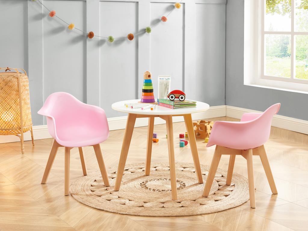 Table enfant en MDF et hêtre - Blanc et naturel - LOULOUNE | Leroy Merlin