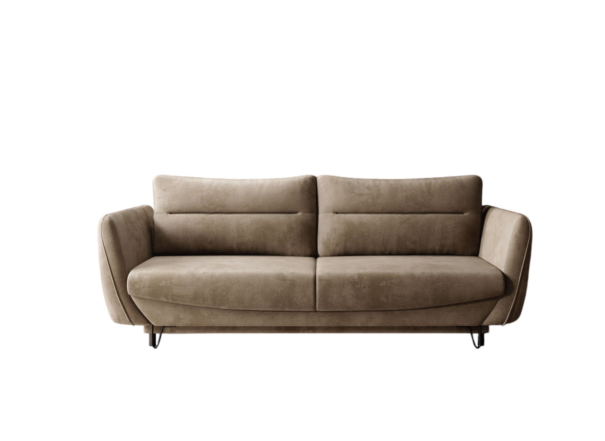 Canapé 3-4 places convertible tissu doux beige perlite Zurik 236cm ...
