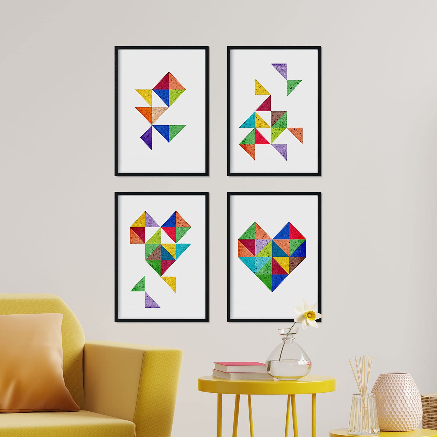 Set Di 4 Fogli Per Incorniciare I Cuori “n Quattro Poster Con Geom ...