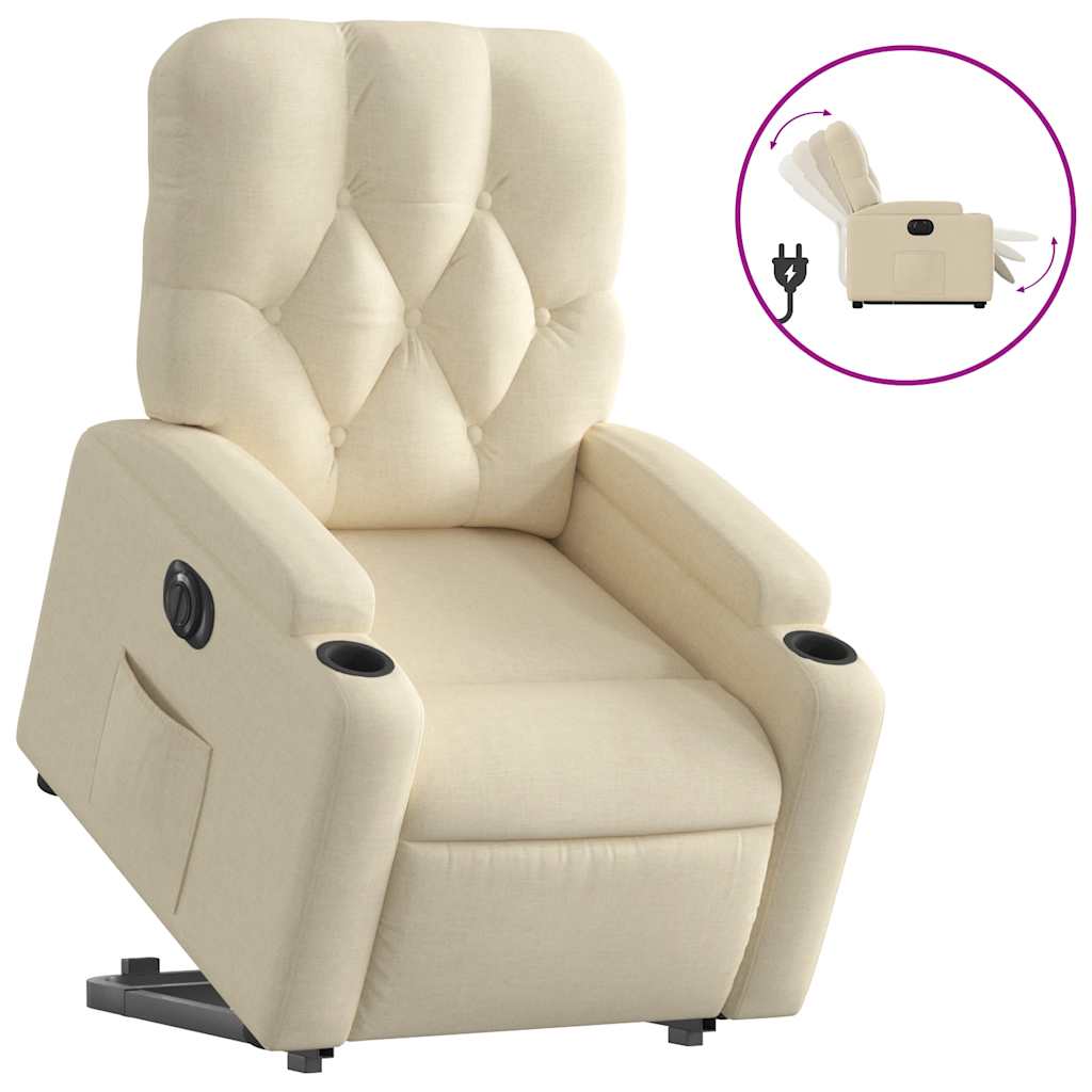 Fauteuil inclinable électrique avec releveur en tissu couleur crème ...