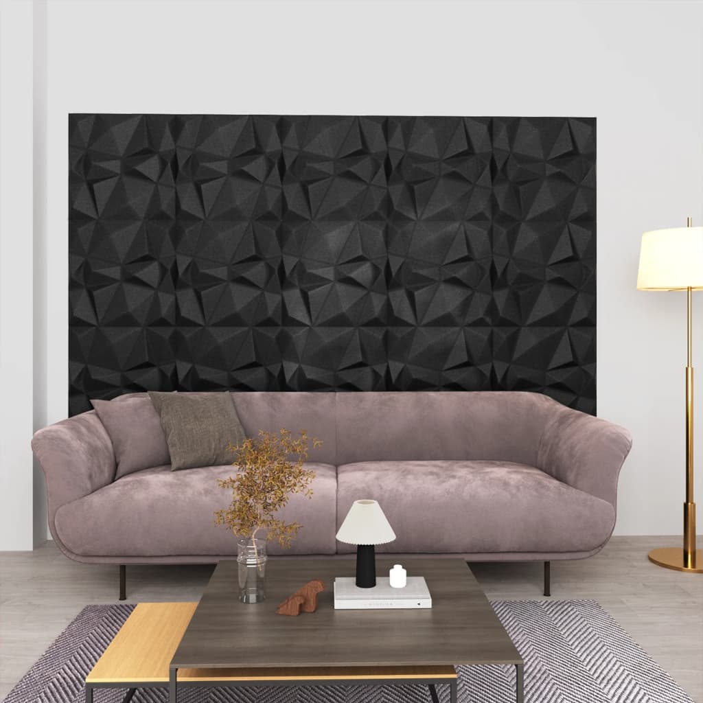 Paneles de pared 3D 24 piezas 50x50 cm negro diamante 6 m2 | Leroy Merlin