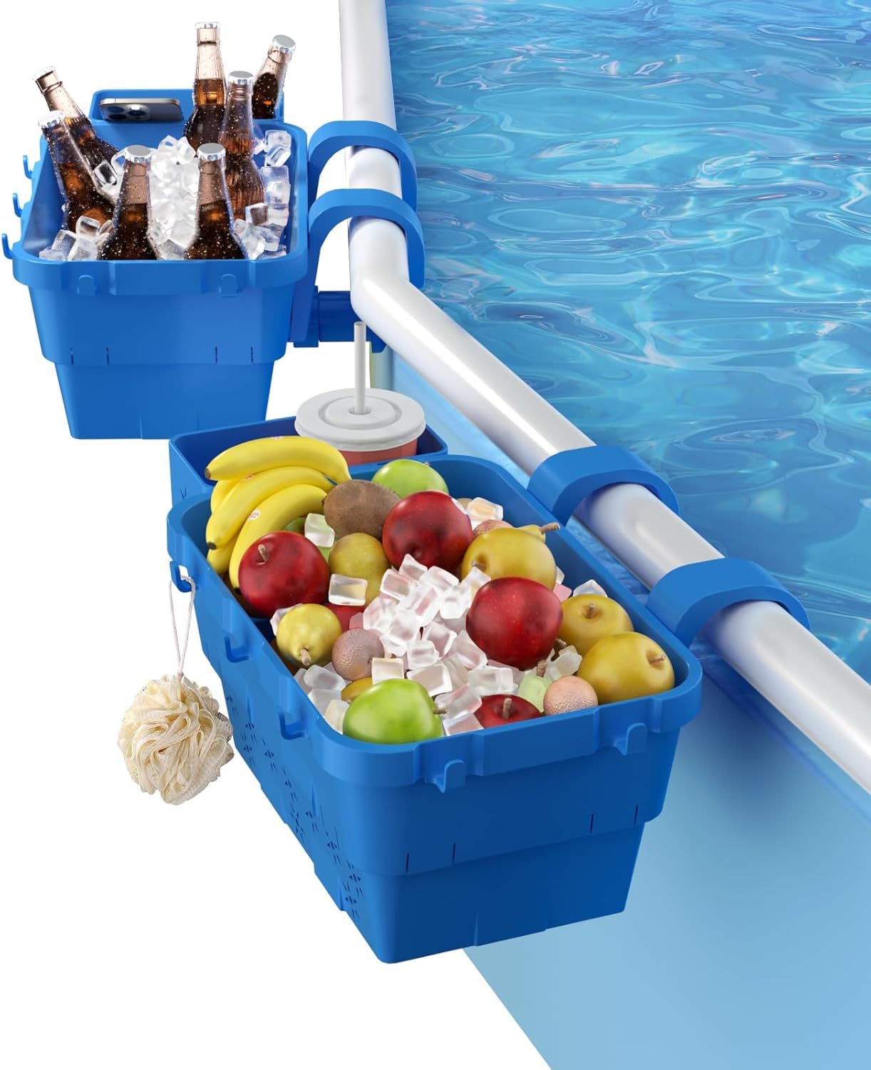 Lot de 2 paniers de rangement en plastique pour piscine hors-sol ...