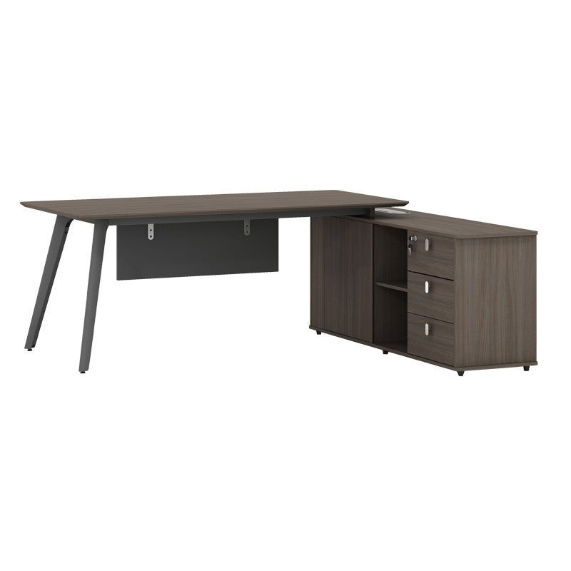Bureau de travail réversible professionnel denith bois anthracite noyer ...