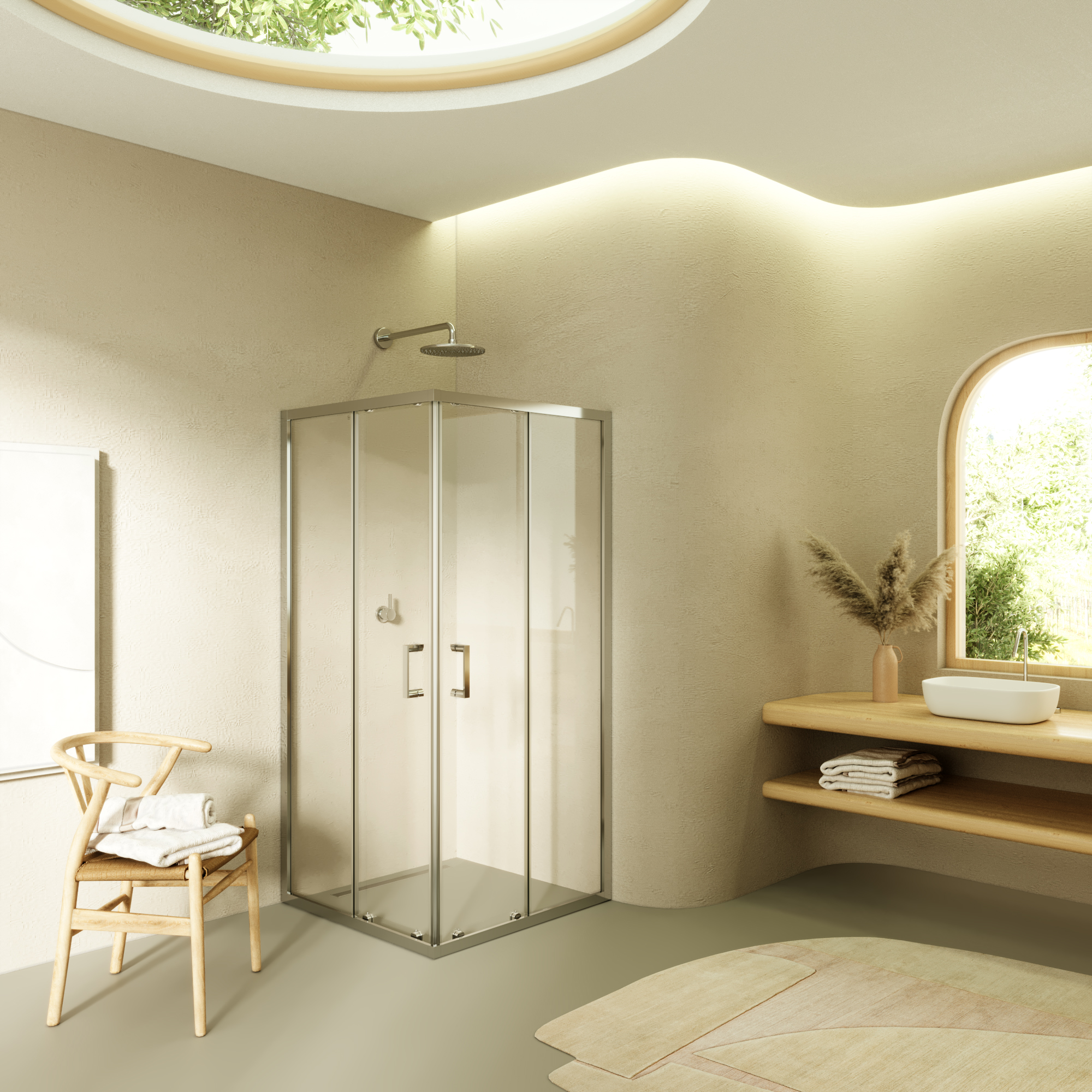 Mampara de Ducha Diana DK77 90x100x190 cm con Puertas Correderas ...