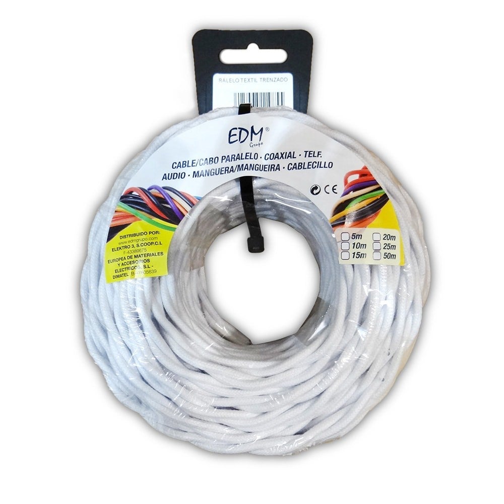 Câble parallel textile torsadé 2x2,5mm blanc 25mts | Leroy Merlin