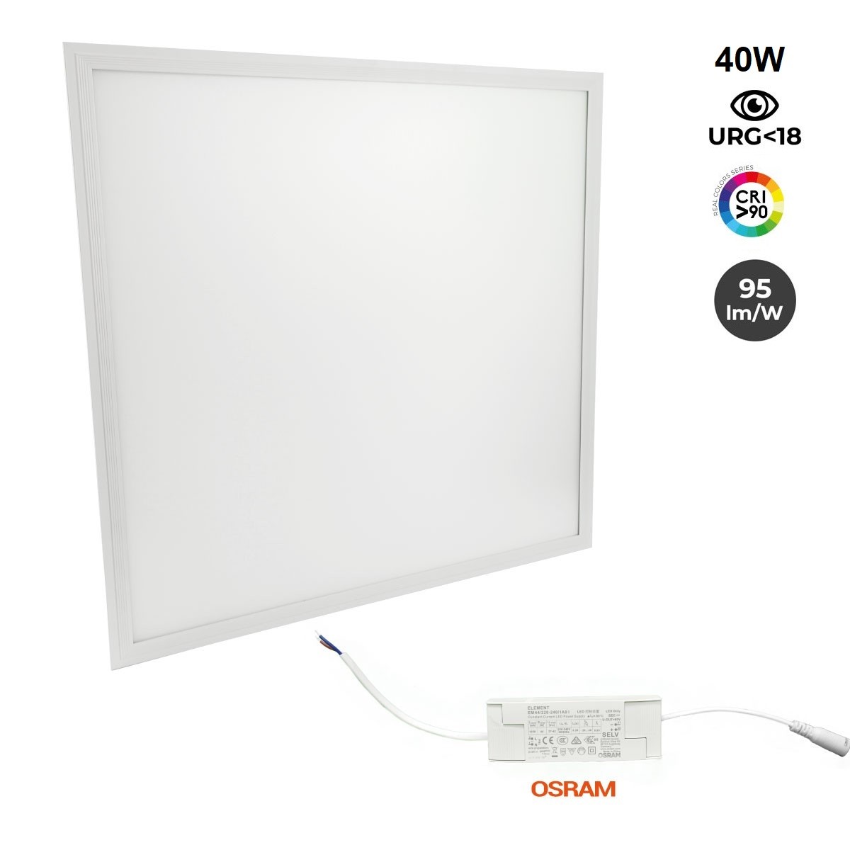 Panneau LED 60x60 Driver OSRAM - 40W - UGR18 - IRC 90 - Blanc Neutre ...