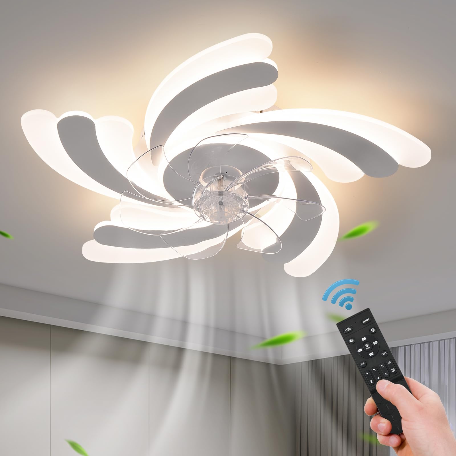 Ventilador de Techo con Luces, Ventilador de Techo Empotrado con ...