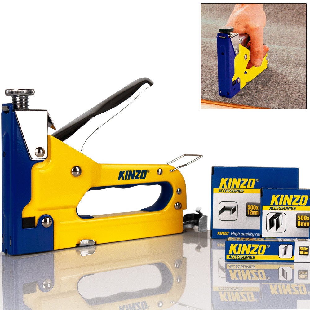 Kinzo Agrafeuse Manuelle 3 en 1 Jaune - Cloueuse Bricolage Outil ...