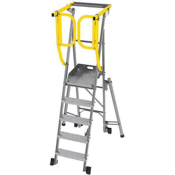 Escabeau roues escamotables 5 marches - Hauteur max. de travail 3.25m ...