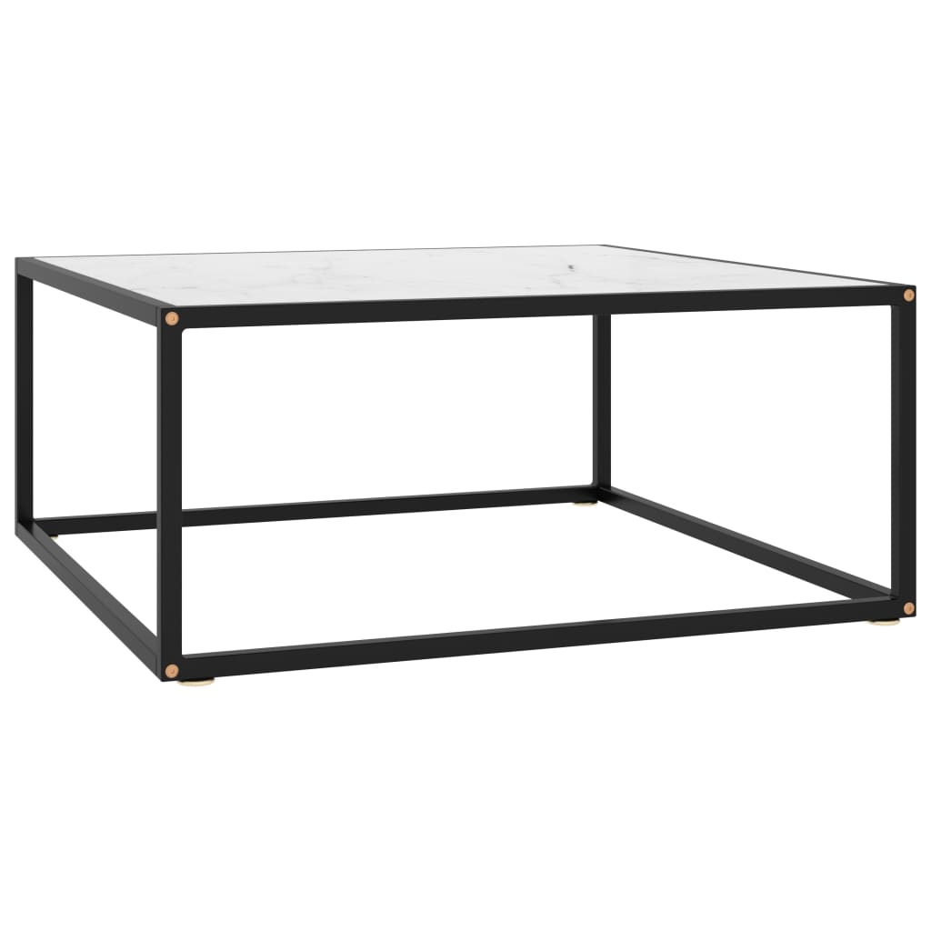 Table basse Noir avec verre marbre blanc 80x80x35 cm | Leroy Merlin