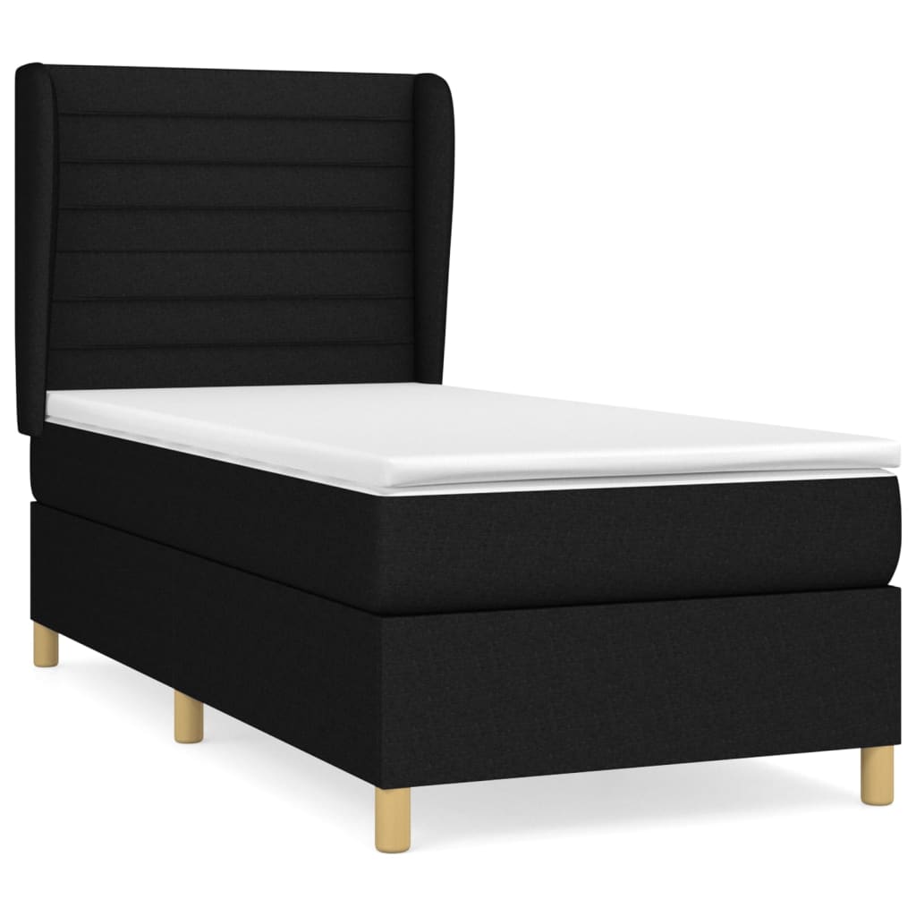 Cama box spring con colchón tela negro 90x200 cm | Leroy Merlin